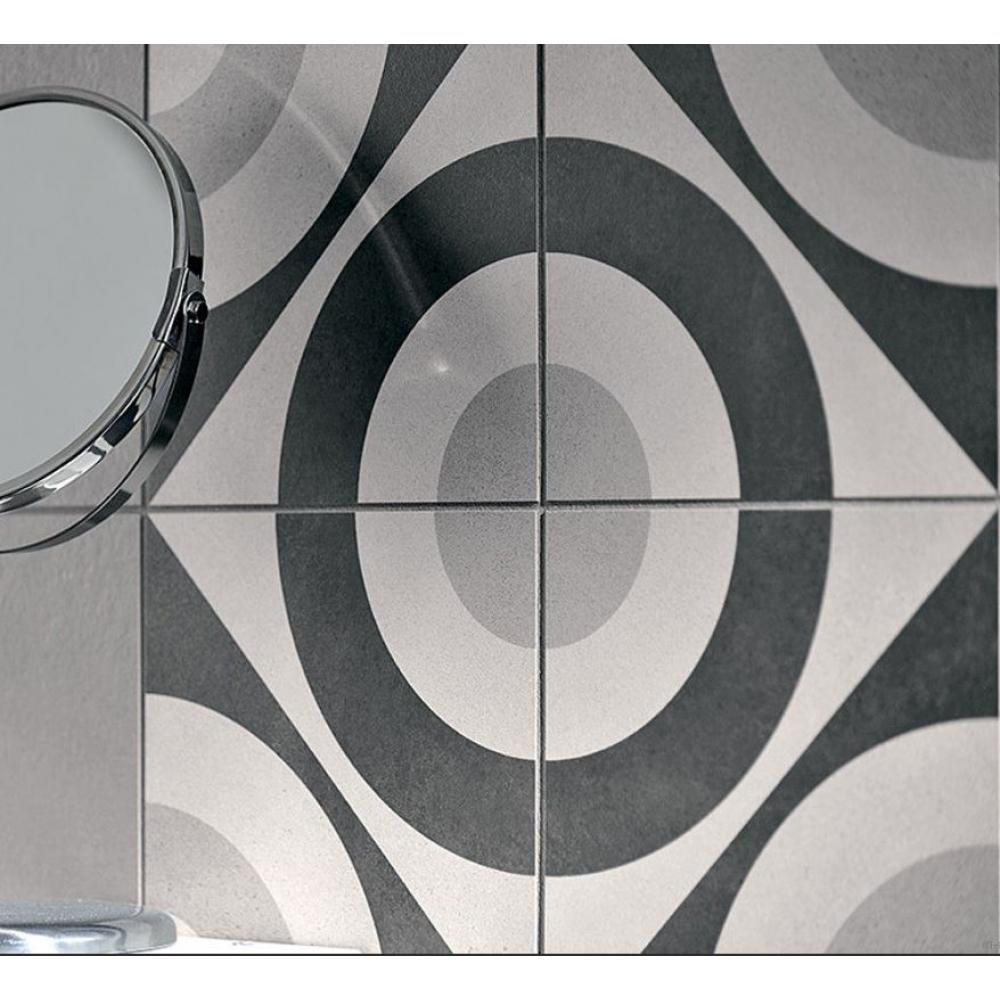 FI Cementlap hatású, fekete-fehér, körmintás, gres burkolat 20x20cm ...